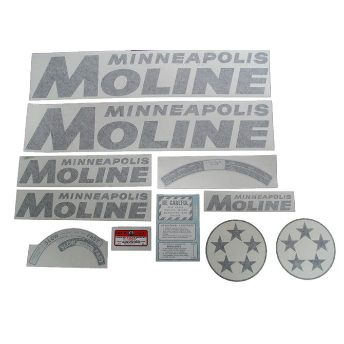 Decal Set for Minneapolis Moline 5 Star Black Vinyl - Black Letters ...