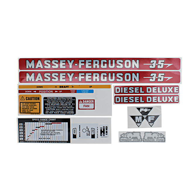 Decal Set for Massey Ferguson 35 Diesel Deluxe Mylar | Quality Farm Supply