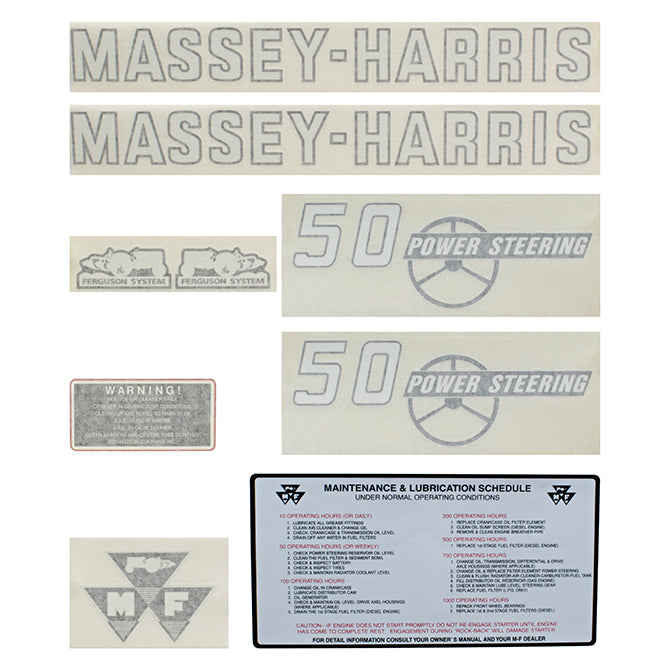 Decal Set for Massey Harris 50 w/ Power Steering Vinyl | Quality Farm ...