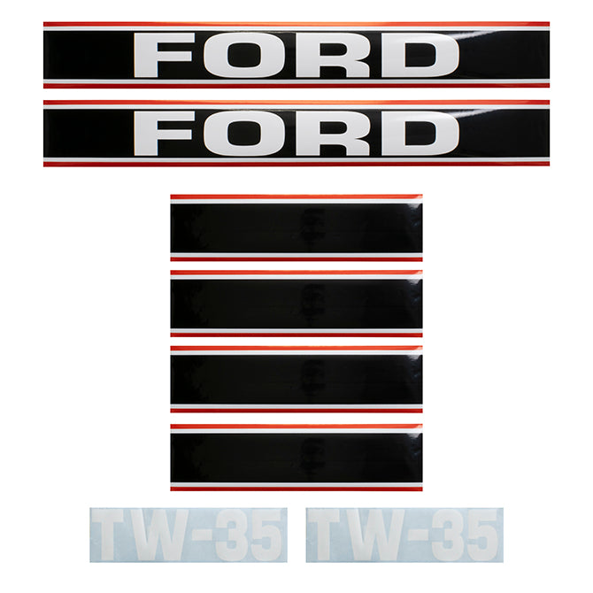Decal Set for Ford TW35 Mylar - Black & Red - Hood Only | Quality Farm ...